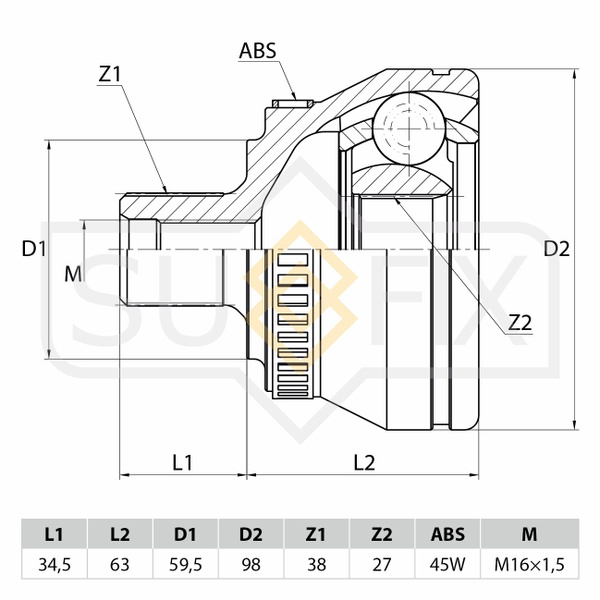 Шрус наружный перед прав лев SUFIX ST-1002 - SUFIX арт. ST-1002 - купить по выгодной цене в ...