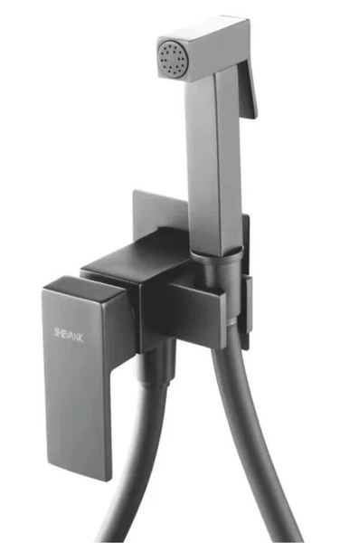 Встраиваемый однорычажный смеситель с гигиенической лейкой Shevanik S127 оружейная сталь, латунь ...