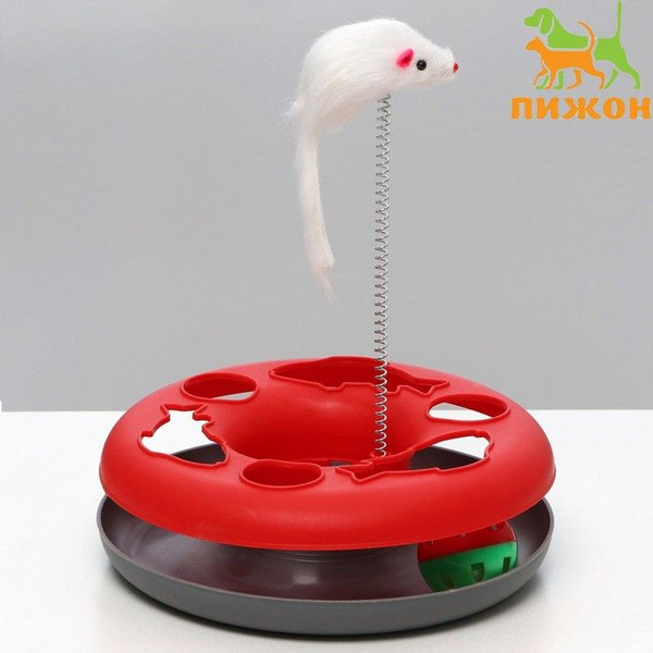 Игрушка для кошек "Загадочный круг - Рыбки", мышь на пружине и шарик ...