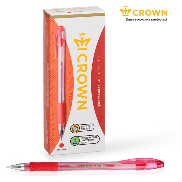 Ручки гелевые красные набор Crown Hi Jell Needle Grip - купить с ...