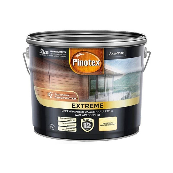 Защитно-декоративная лазурь для древесины Pinotex Extreme (9л) эбеновое ...