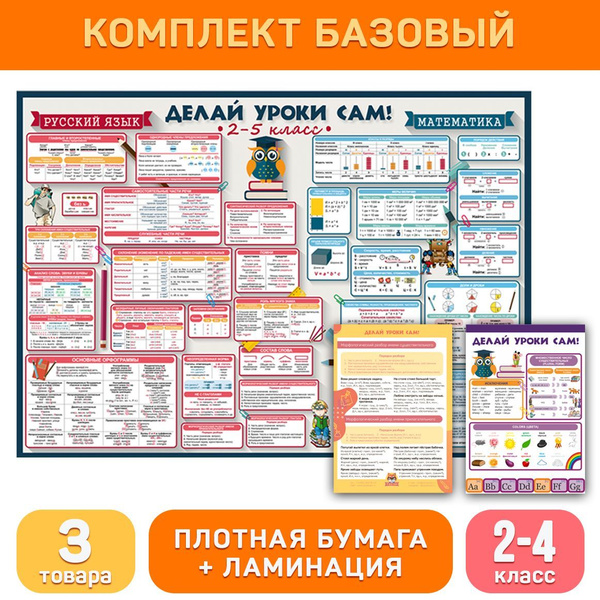Обучающие плакаты и буклеты (2-4 класс) для начальной школы комплект ...