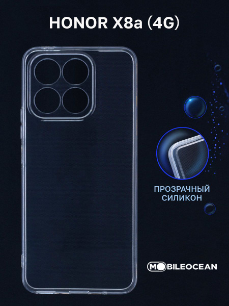 Чехол для Honor X8a 4G прозрачный, с защитой камеры / Хонор Х8а 4G ...
