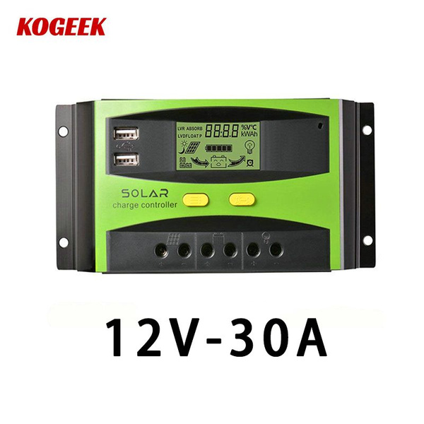 KOGEEK DC Солнечное зарядное устройство контроллер PWM 12V 20A 30A 40A ...