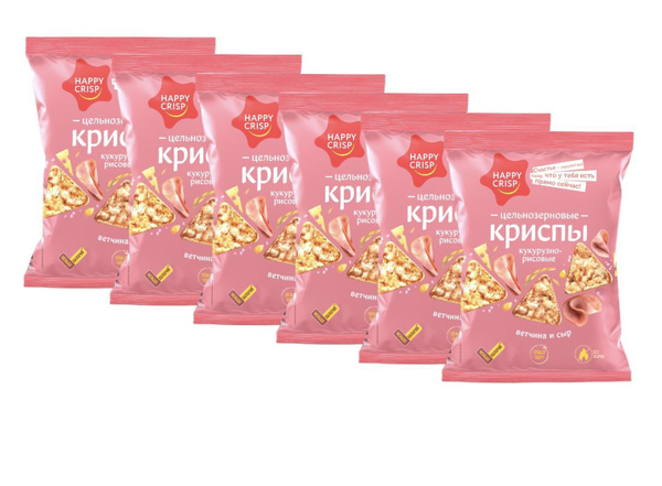 Happy Crisp Криспы кукурузно-рисовые со вкусом ветчины и сыра, 50 г х 6 ...