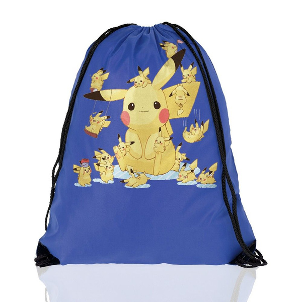 Мешок для сменной обуви ДТФ синий Аниме Pokemon ( Покемоны, Пикачу ...