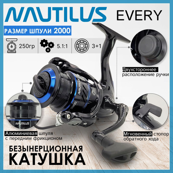Катушка Nautilus EVERY, Безынерционная, 2000, Передний фрикцион купить ...