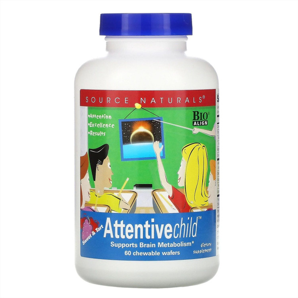 ATTENTIVE CHILD, Source Naturals, Пищевая добавка, 60 жевательных ...