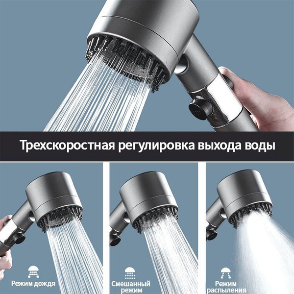 Лейка для душа с хлопковым фильтром массажная, spa лейка с 3 режимами ...