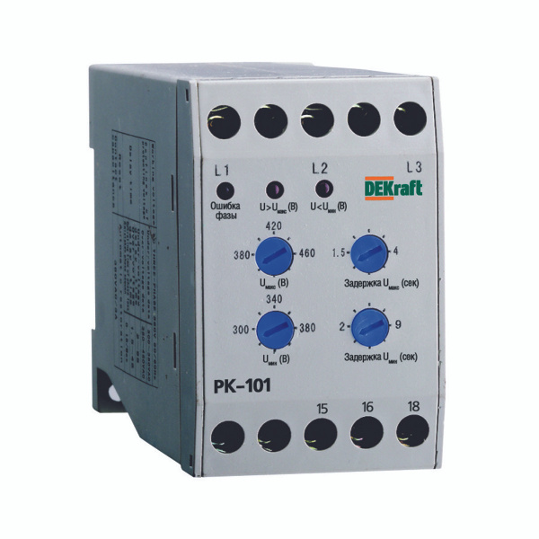 Реле контроля фаз DEKraft РК-101, 380 В, тип 01 - купить по выгодной ...
