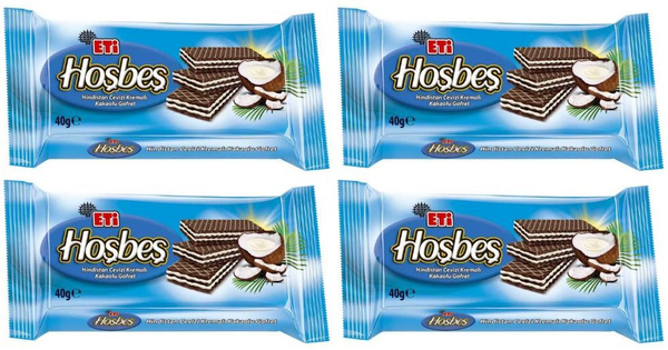 Турецкие Вафли с кокосовым кремом ETi Hosbes, 4 шт по 40 г - купить с ...