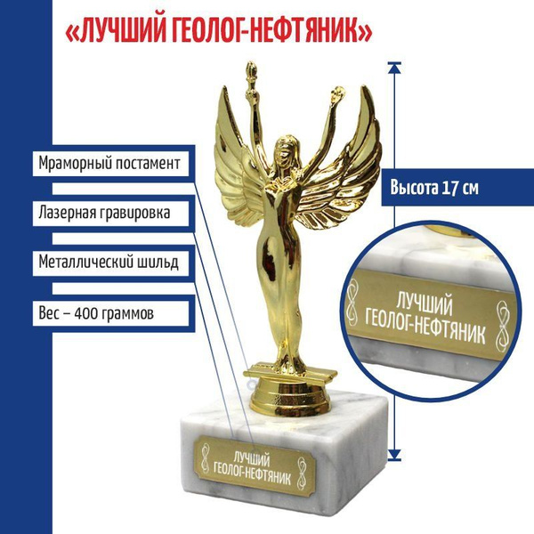 Статуэтка Ника "Лучший геолог-нефтяник" (17 см) арт 31664s16193 ...