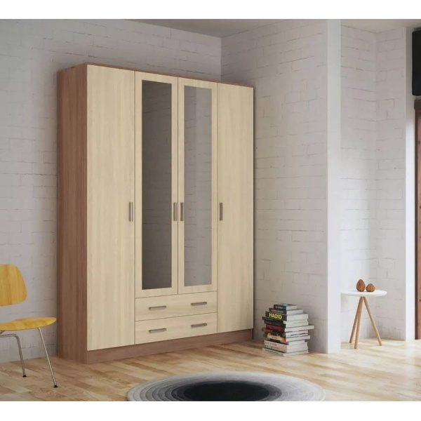 Шкаф распашной Эра Квадро Ясень Шимо темный/Ясень Шимо светлый, ЛДСП, с ...