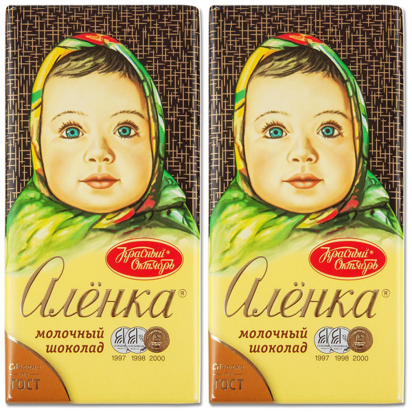 Шоколад Красный Октябрь, "Аленка", молочный шоколад, 90 г, 2 шт ...