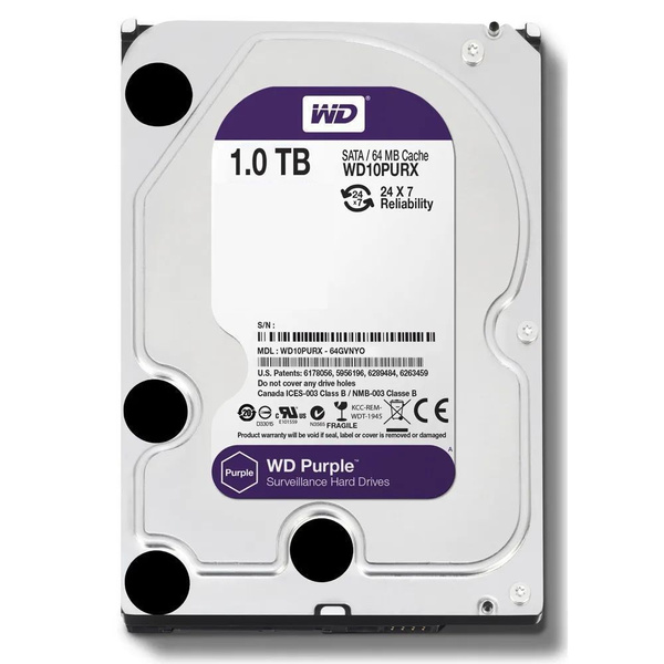 1 ТБ Внутренний жесткий диск Western Digital WD Purple (WD10PURX ...