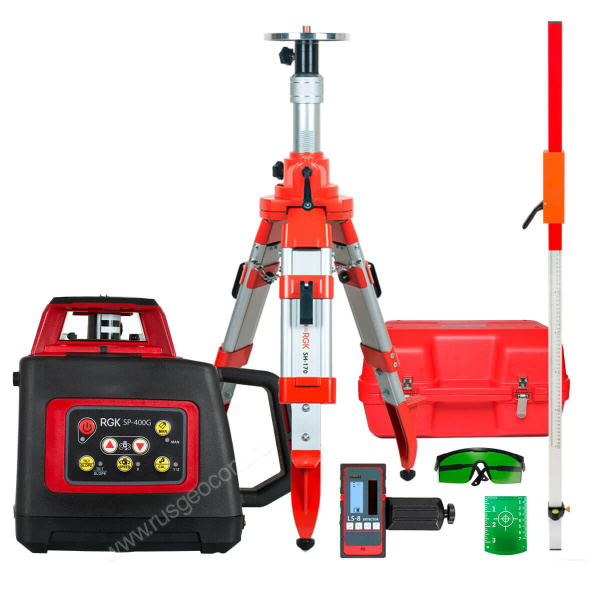 Купить Комплект: ротационный нивелир RGK SP-400G + штатив RGK SH-170 + рейка RGK LR-2 по низкой ...