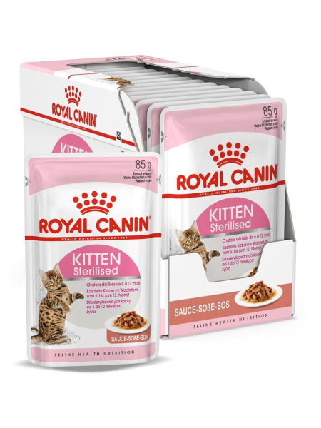 Влажный корм для котят Royal Canin Kitten Sterilised в соусе 12*85гр ...