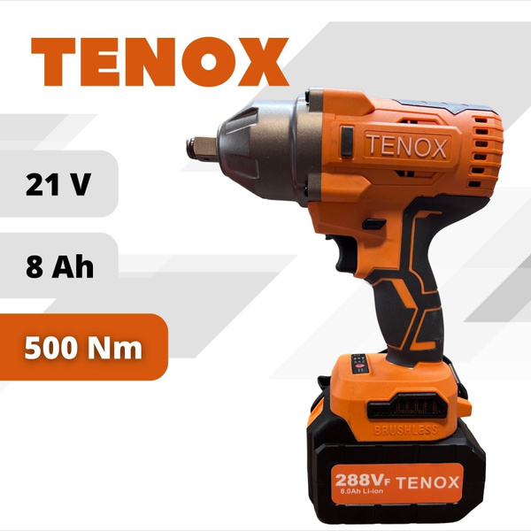 TENOX Гайковерт 500Нм бесщеточный аккумуляторный ударный в кейсе, 21 В ...
