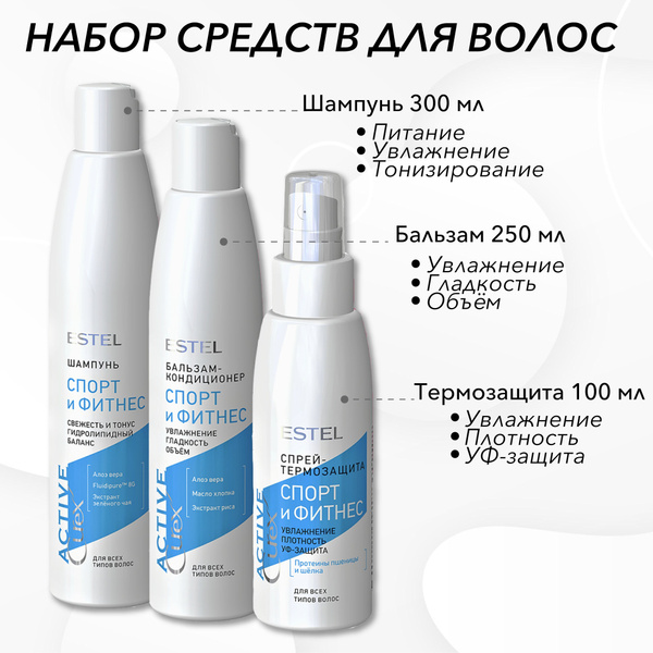 Набор Estel Curex ACTIVE Спорт и Фитнес для всех типов волос Шампунь 300 мл + Бальзам ...