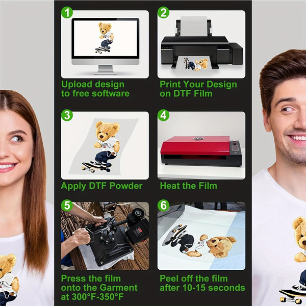 Трансферная пленка DTF A3, 100 двусторонних матовых прозрачных предварительно обработанных ...