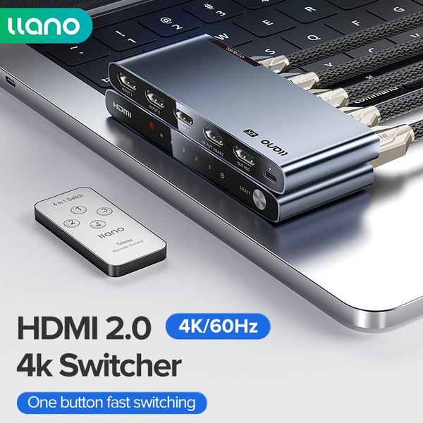 llano HDMI 2.0 Switch, 4 входа и 1 выход, 4K HDMI Switch с поддержкой ...