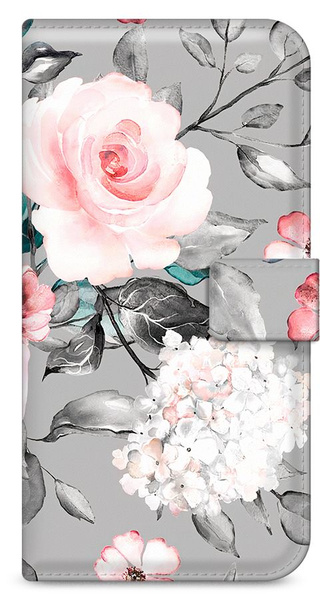 Чехол книжка на Tecno Spark Go 2022 8С 9 Текно Спарк Гоу 2022 8С 9 с рисунком Розы на сером