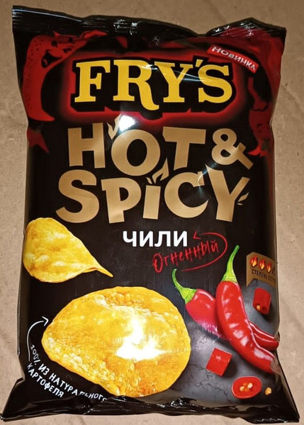 Чипсы картофельные Frys со вкусом Огненный чили натуральные, 70г * 24шт ...