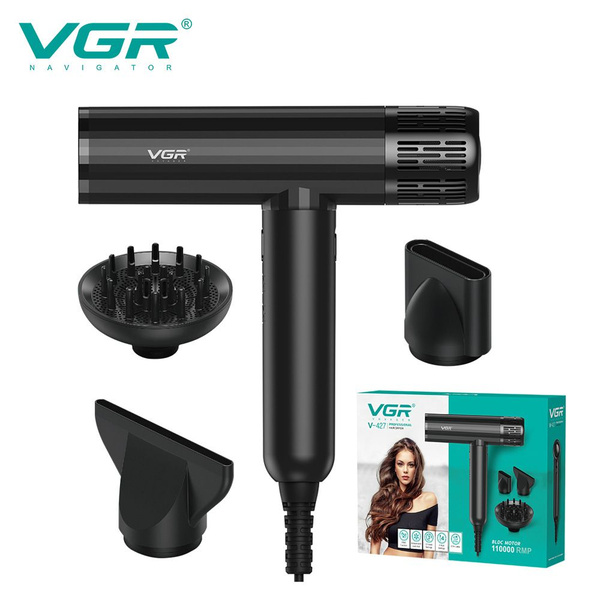 VGR Фен для волос V-427 1900 Вт, скоростей 3, кол-во насадок 3, черный купить на OZON по низкой ...