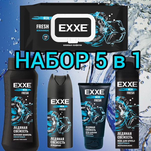Набор косметики для мужчин 5 в 1, EXXE, FRESH "Ледяная свежесть" , шампунь 400 мл/пена для ...