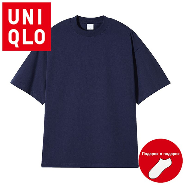 Футболка Uniqlo, размер 48, цвет темно-серый, 100 - купить по выгодной ...