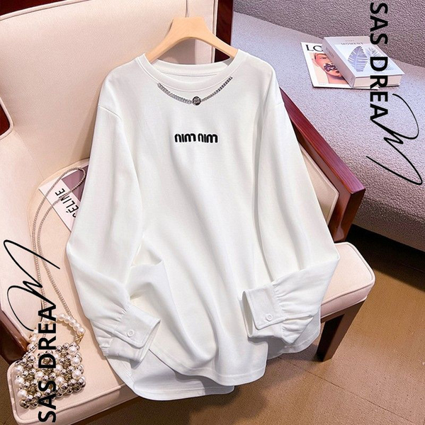 Толстовка Женский Miu Miu белый Хлопок размер 48 свободный Длинный