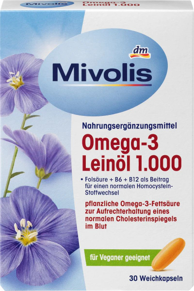 Mivolis Omega-3 Leinl 1000. С льняным маслом и витаминами 30 шт ...