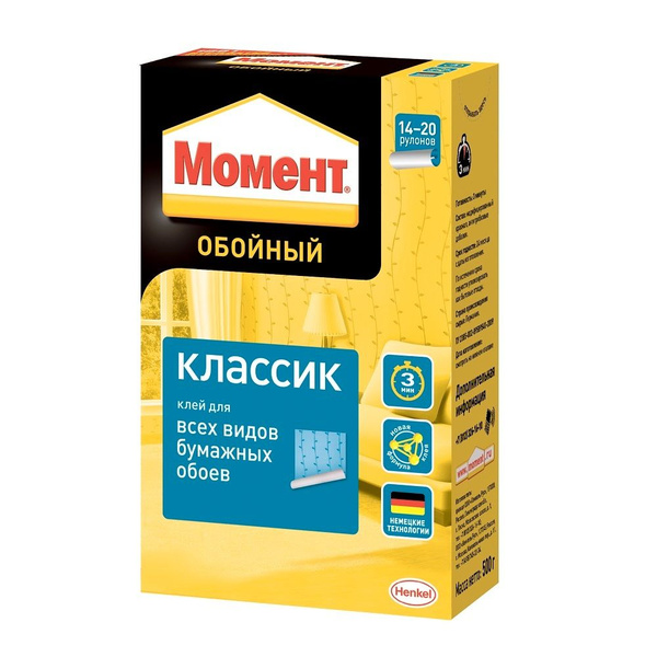 Клей для обоев Момент Клей для всех видов бумажных обоев Классик, 500 г ...
