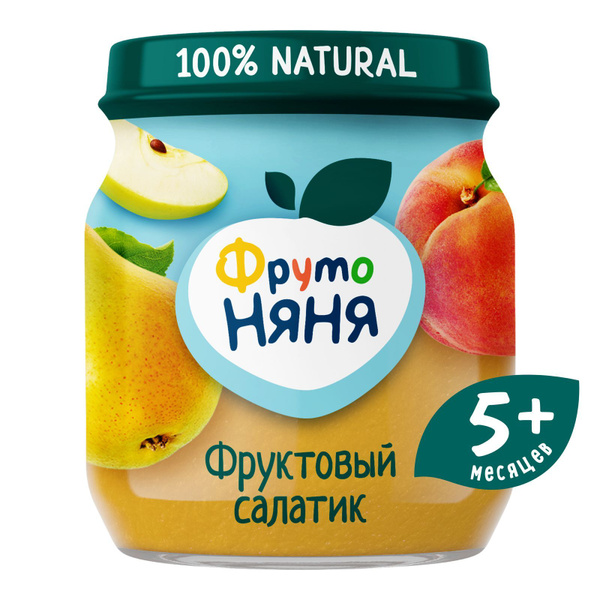 Пюре фруктовое ФрутоНяня с 5 месяцев фруктовый салатик с персиком 100