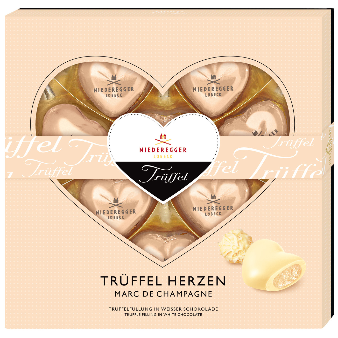 Марципан Niederegger "Трюфельные сердца Marc de Champagne" 140 г ...
