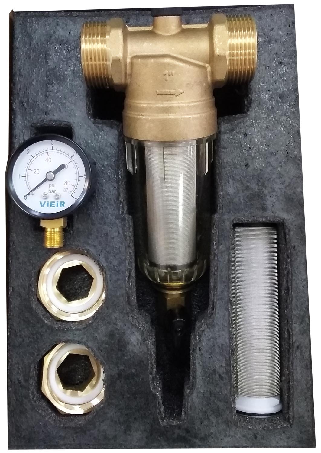 Колба магистрального фильтра, VIEIR Самопромывной фильтр с манометром ...