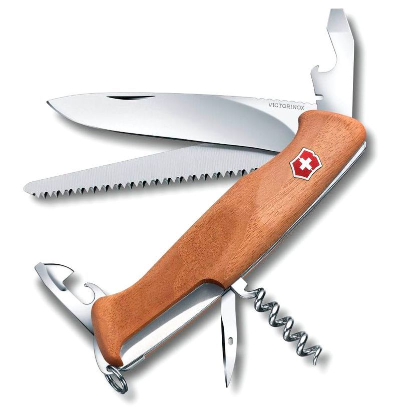 Нож перочинный Victorinox RangerWood 55 (0.9561.63) 130 мм, 10 функций, дерево , картонная ...