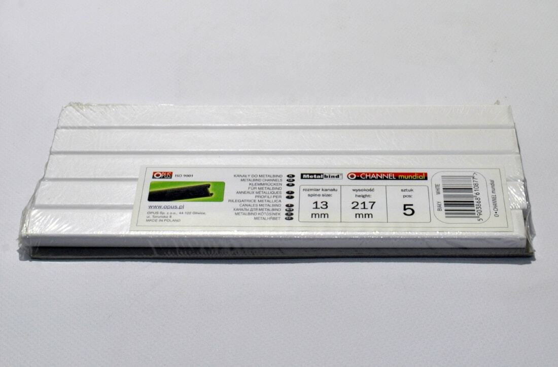 Канал металлический белый с покрытием "кожа" 13мм А5 для брошюровщика OPUS Metalbind (5 шт ...