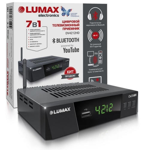 12 отзывов на Lumax DV4212HD DVB-T2 приставка Wi-Fi + Bluetooth, обучаемый пульт от покупателей OZON