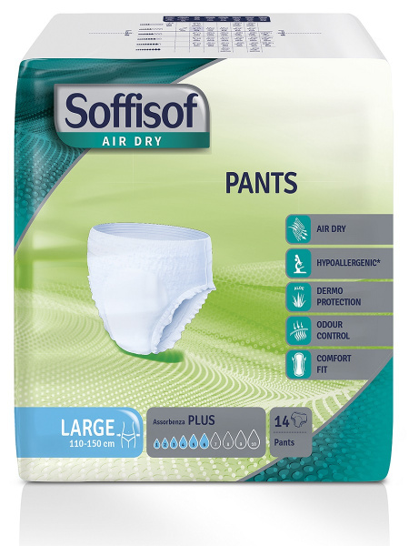 Подгузники-трусики для взрослых Soffisof Air Dry, размер L (14 шт ...