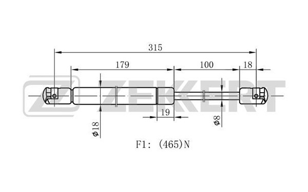 Пружина газовая багажника Nissan Primera P11 96 - Zekkert арт. GF1512 ...