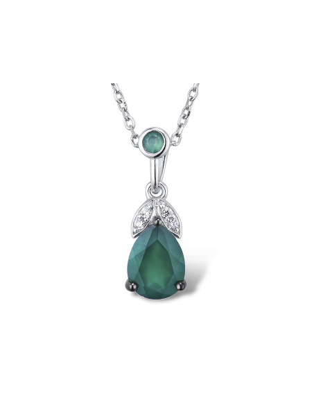 VALTERA Подвеска из серебра 925 пробы с зеленым агатом и кубическим ...