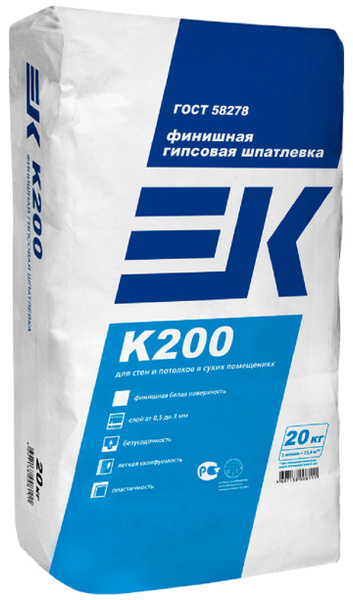Шпатлевка финишная гипсовая EK K-200 20 кг купить на OZON по низкой ...