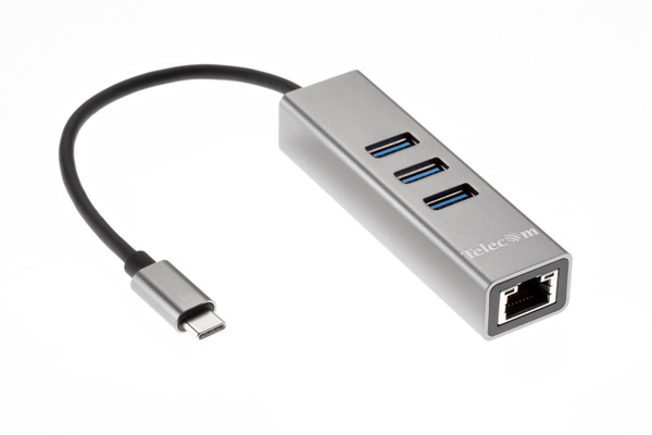 Type C Hub Ethernet адаптер сетевой 4 в 1 Telecom юсб тайп си хаб