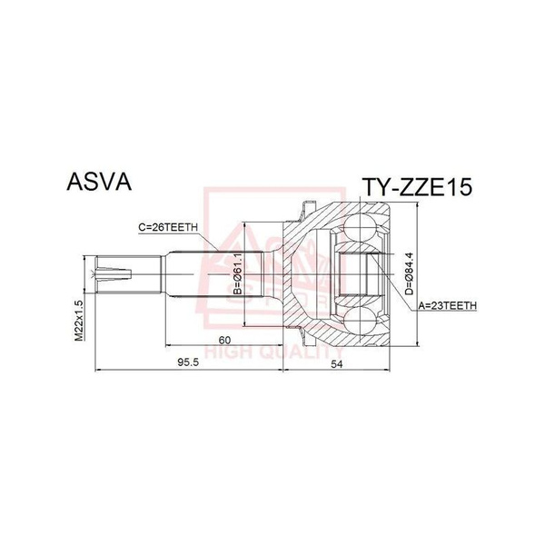 ШРУС наружный - ASVA арт. TYZZE15 - купить по выгодной цене в интернет ...