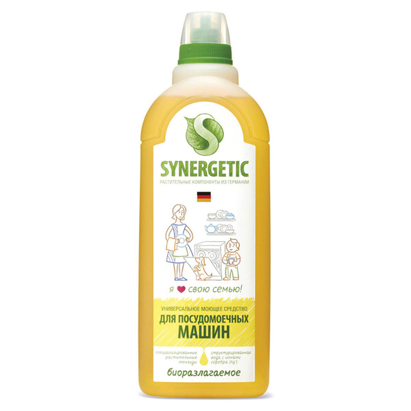 Средство для мытья посуды в посудомоечных машинах Synergetic 1 л, биоразлагаемое, Эко (102101 ...