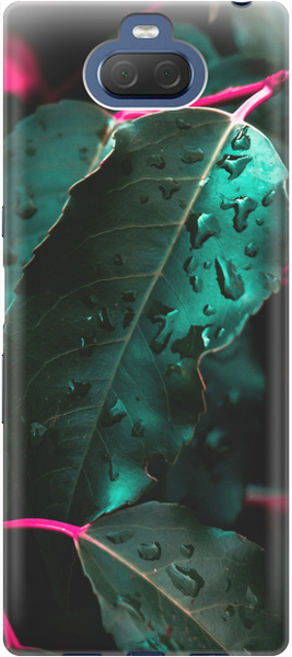 Силиконовый чехол Капли на листьях на Sony Xperia 10 / XA3 / Сони ...