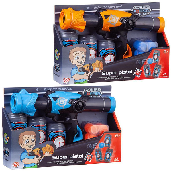 Характеристики Бластер Junfa Пистолет c 12 мягкими шариками и 3 банками-мишенями подробное ...