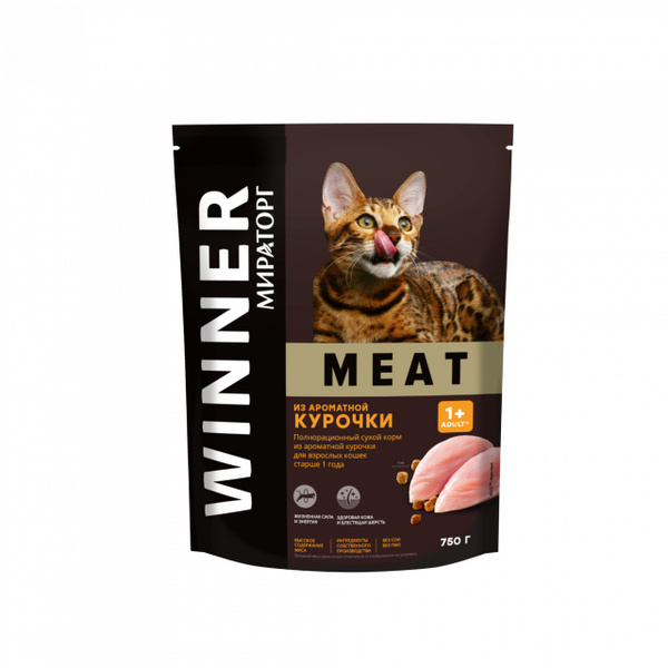 Корм Winner Meat для кошек куриный, 750г 3 упаковки - купить с ...