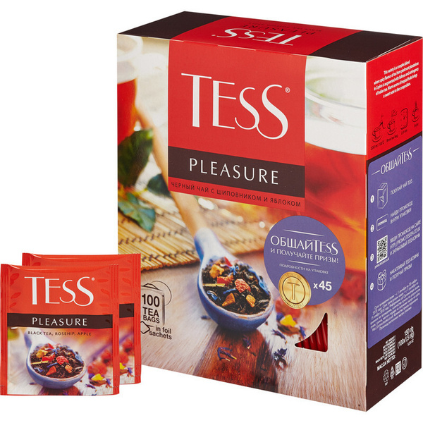 Чай черный TESS Плэжа с шиповником и яблоком 100 пак/уп, 0919-09 ...